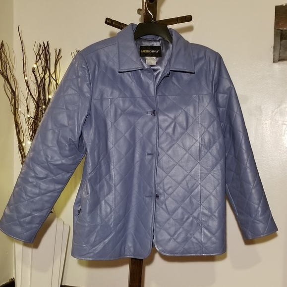 metrostyle | Jackets & Coats | Slate Blue Leather Jacket | Poshmark